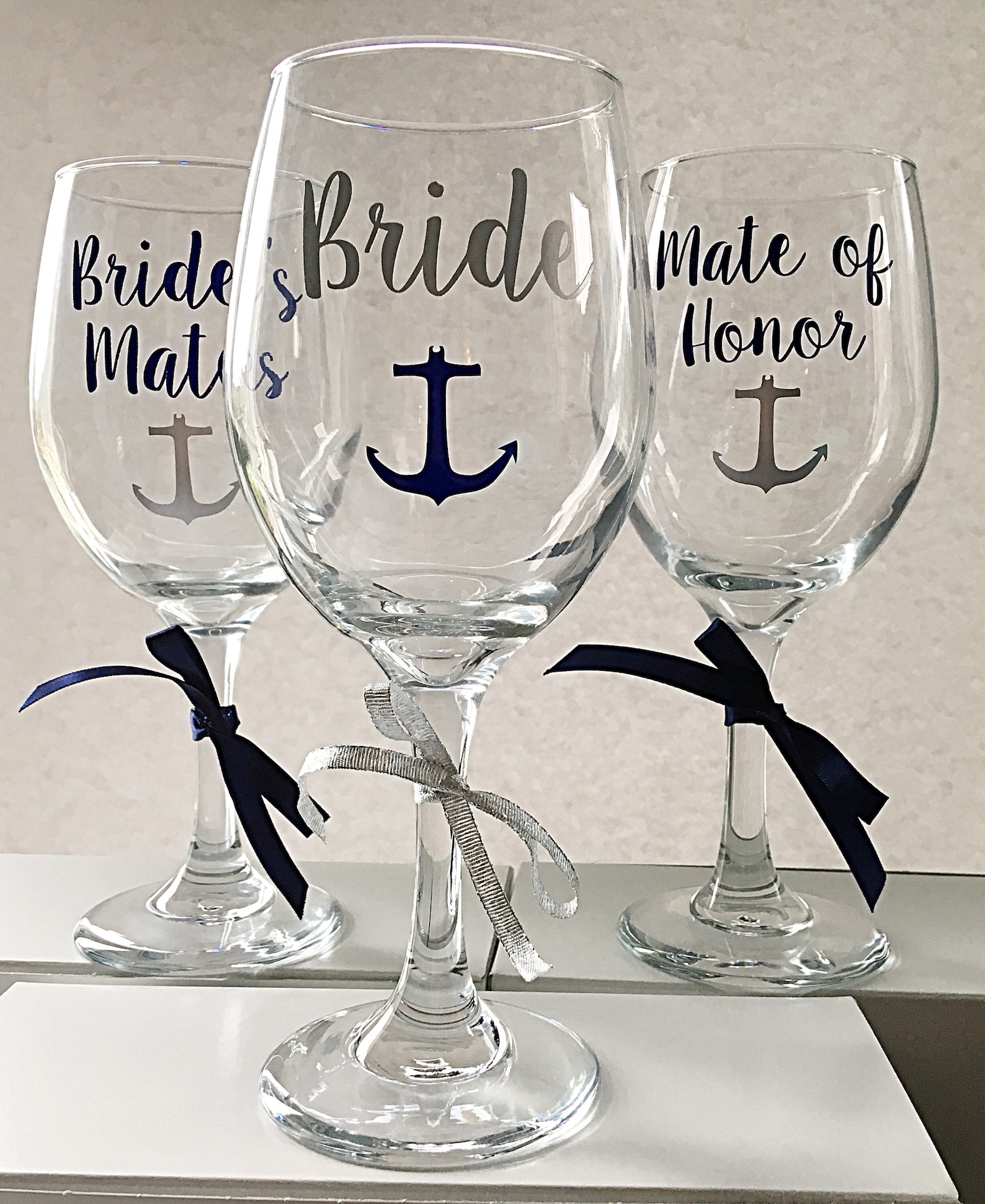 Bride, Bride Mates, Mate of Honor Gift Set of 3, Bridal Party Glasses ...