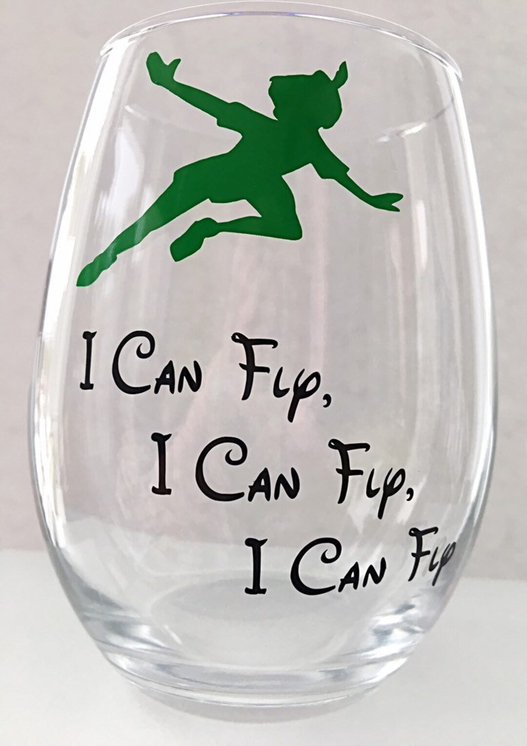 Peter Pan Wine Glass, I Can Fly Glass, Disney Wine Glass, Disney Mom ...