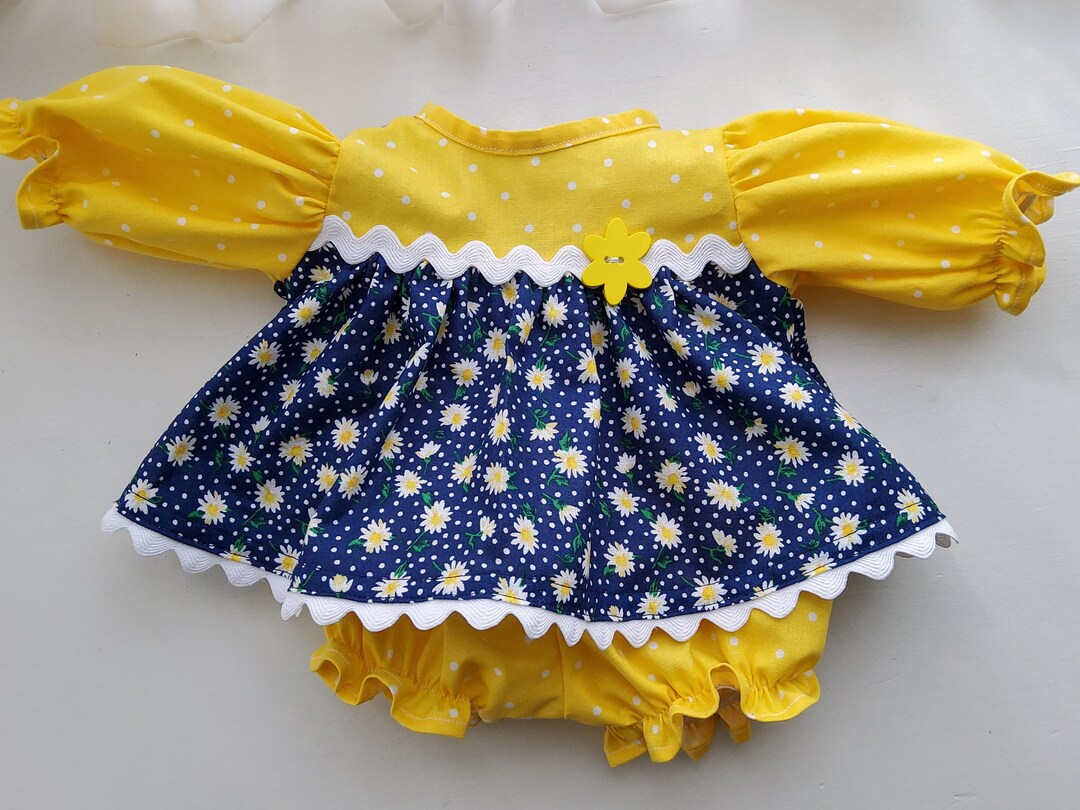 Cabbage Patch Doll Clothes, 16 Inch Size Navy and Yellow Flowered Full ...