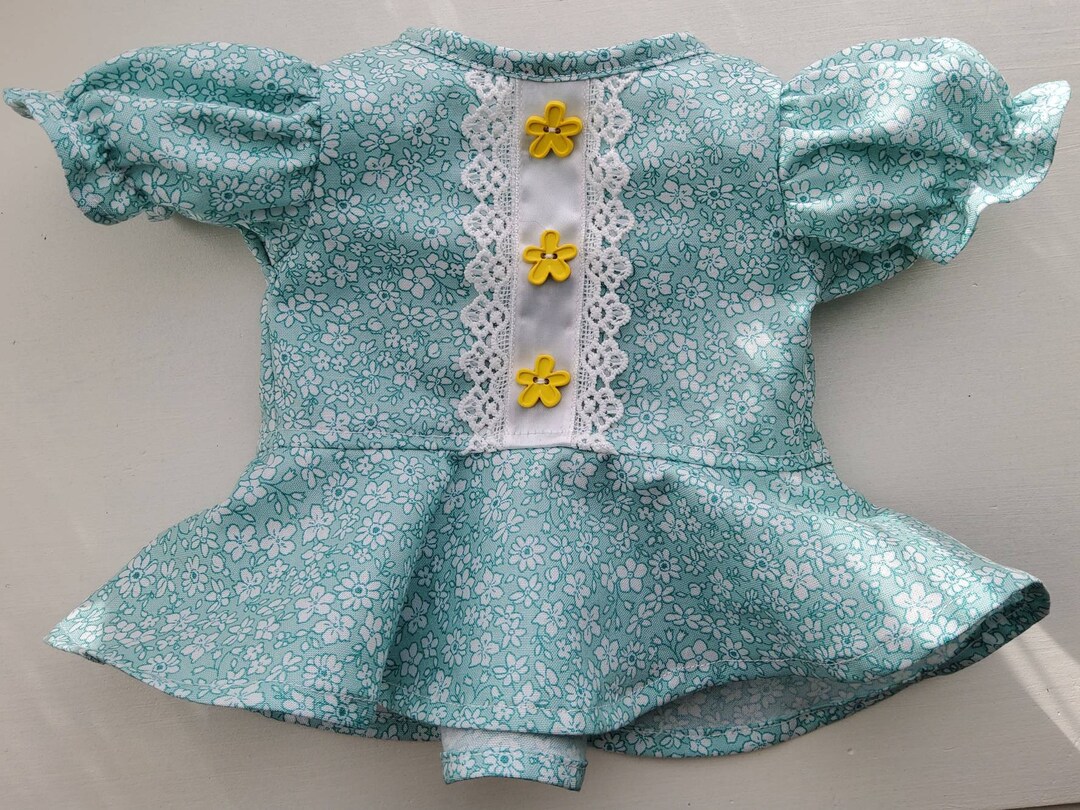 Cabbage Patch Doll Clothes, 16 Inch Size Handmade Green Floral Drop ...