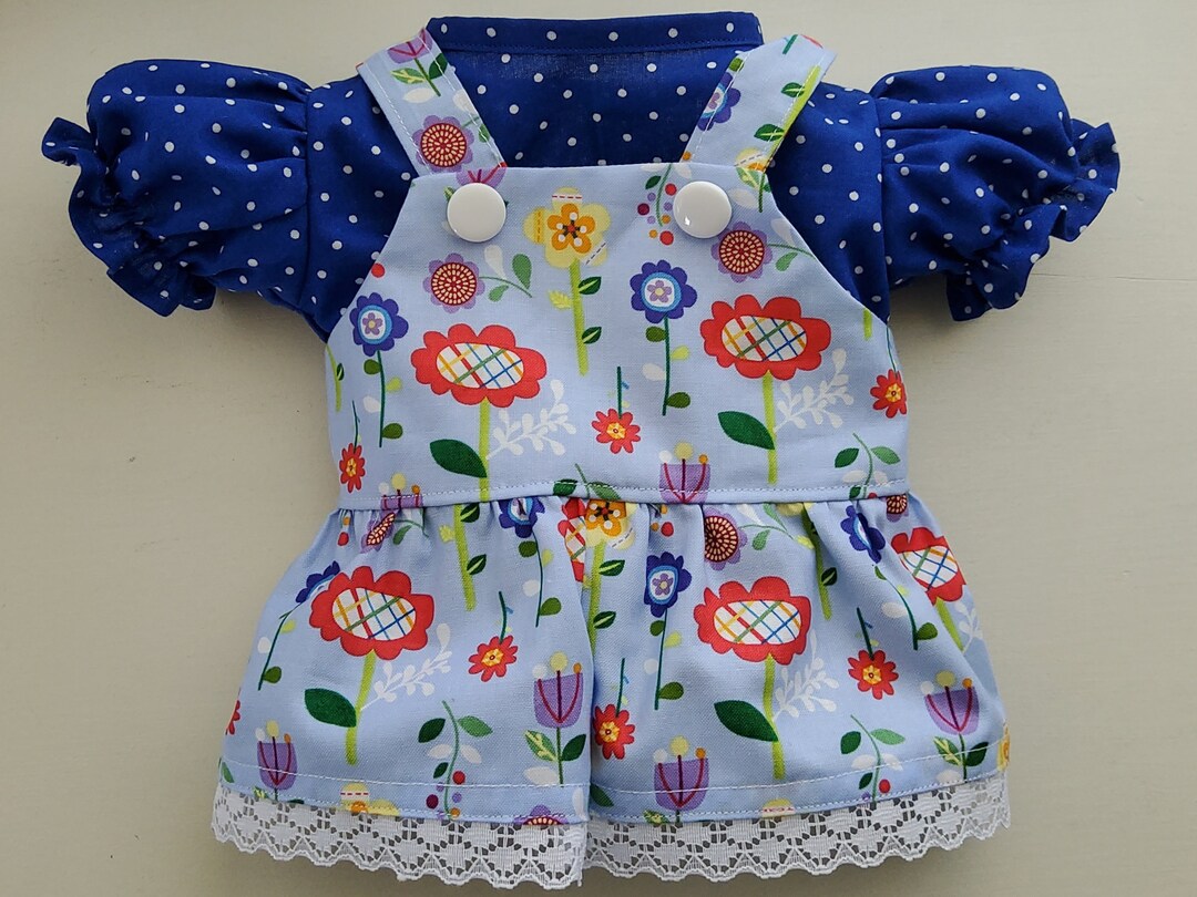Cabbage Patch Doll Clothes, 16 Inch Size Handmade Blue Designer Flowers ...