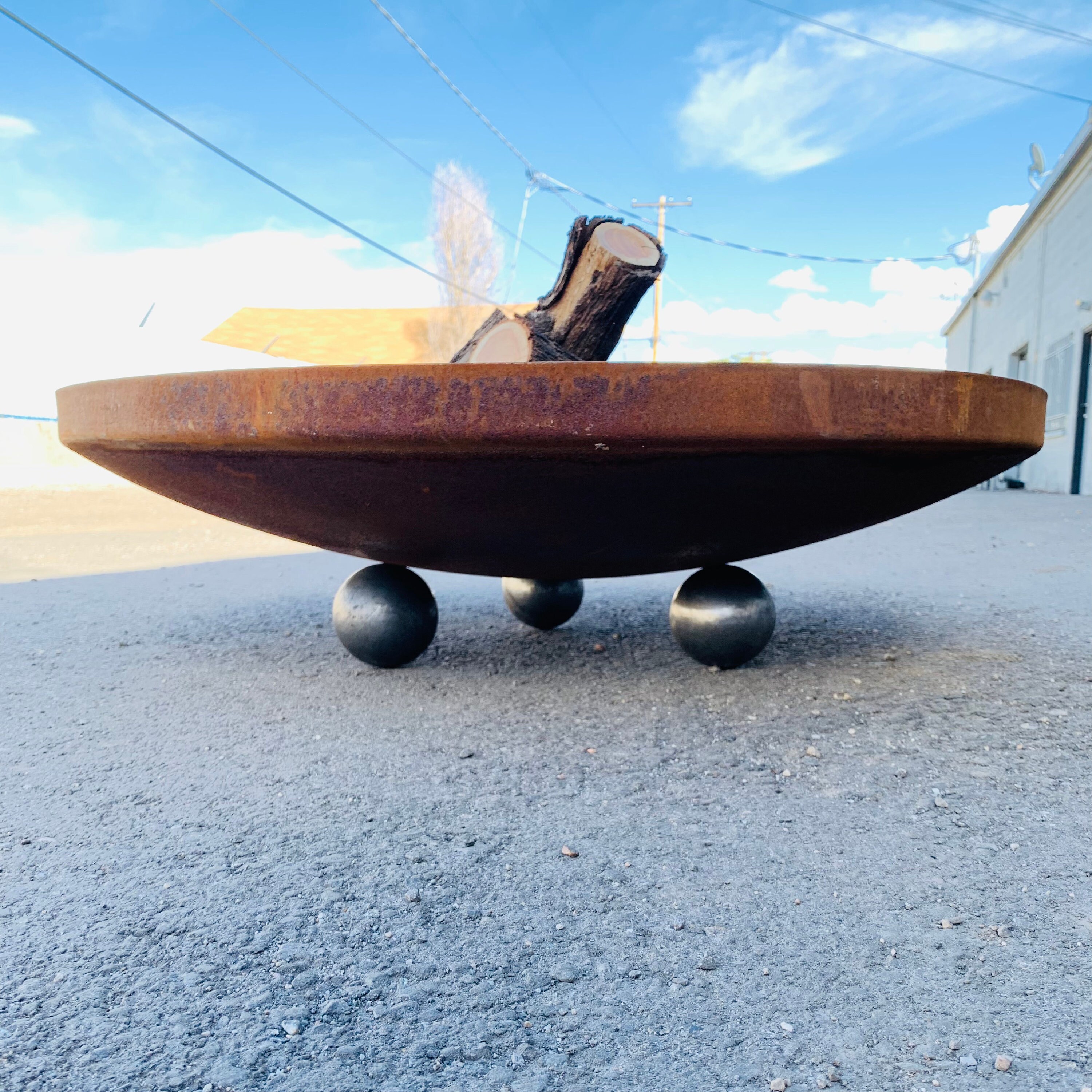 36" Round Fire Pit - Modern Rust Fire Pit - Shallow Fire Bowl. - Etsy