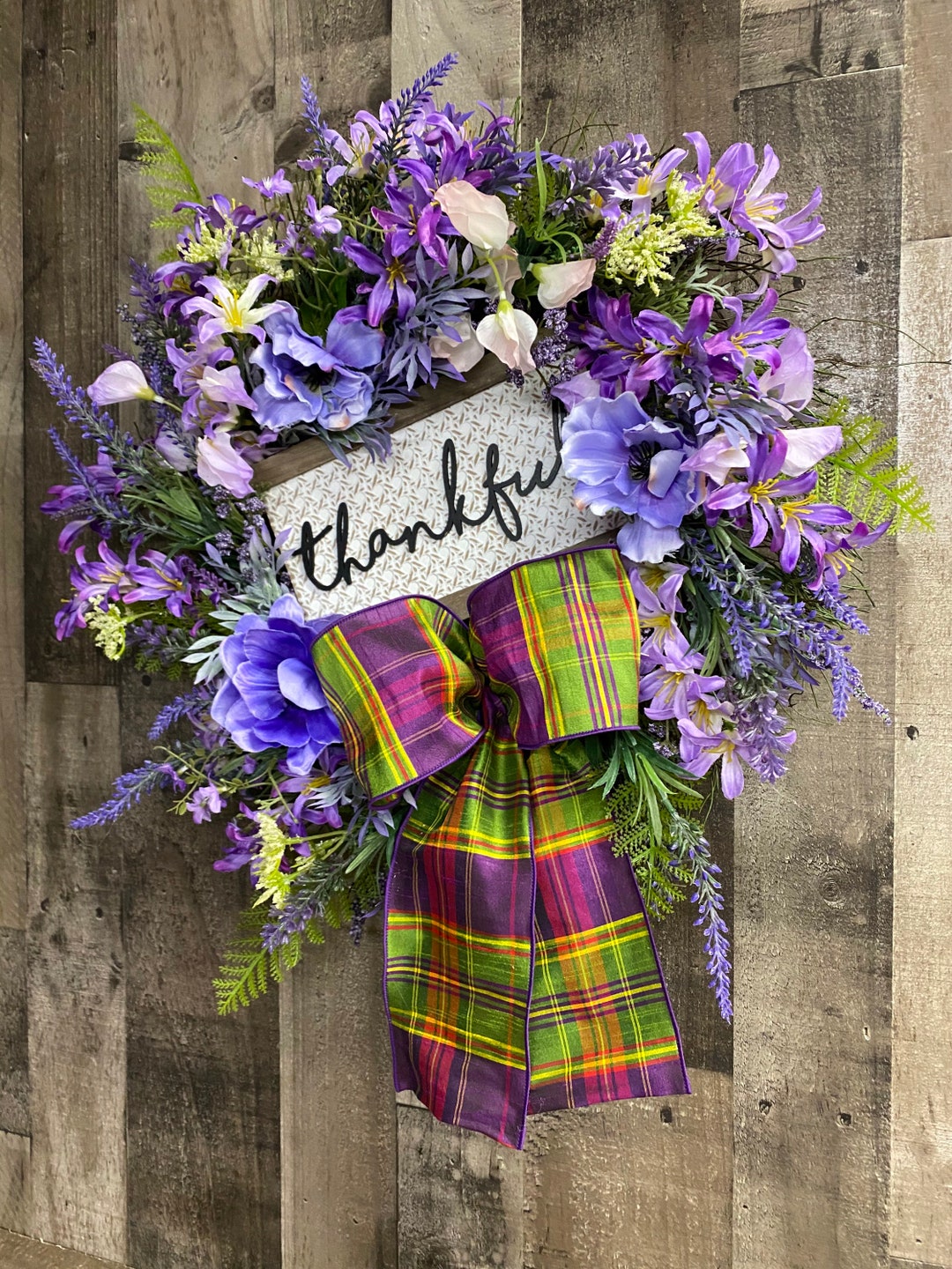 Purple Spring Wreath, Mothers Day Gift, Purple Front Door Wreath ...