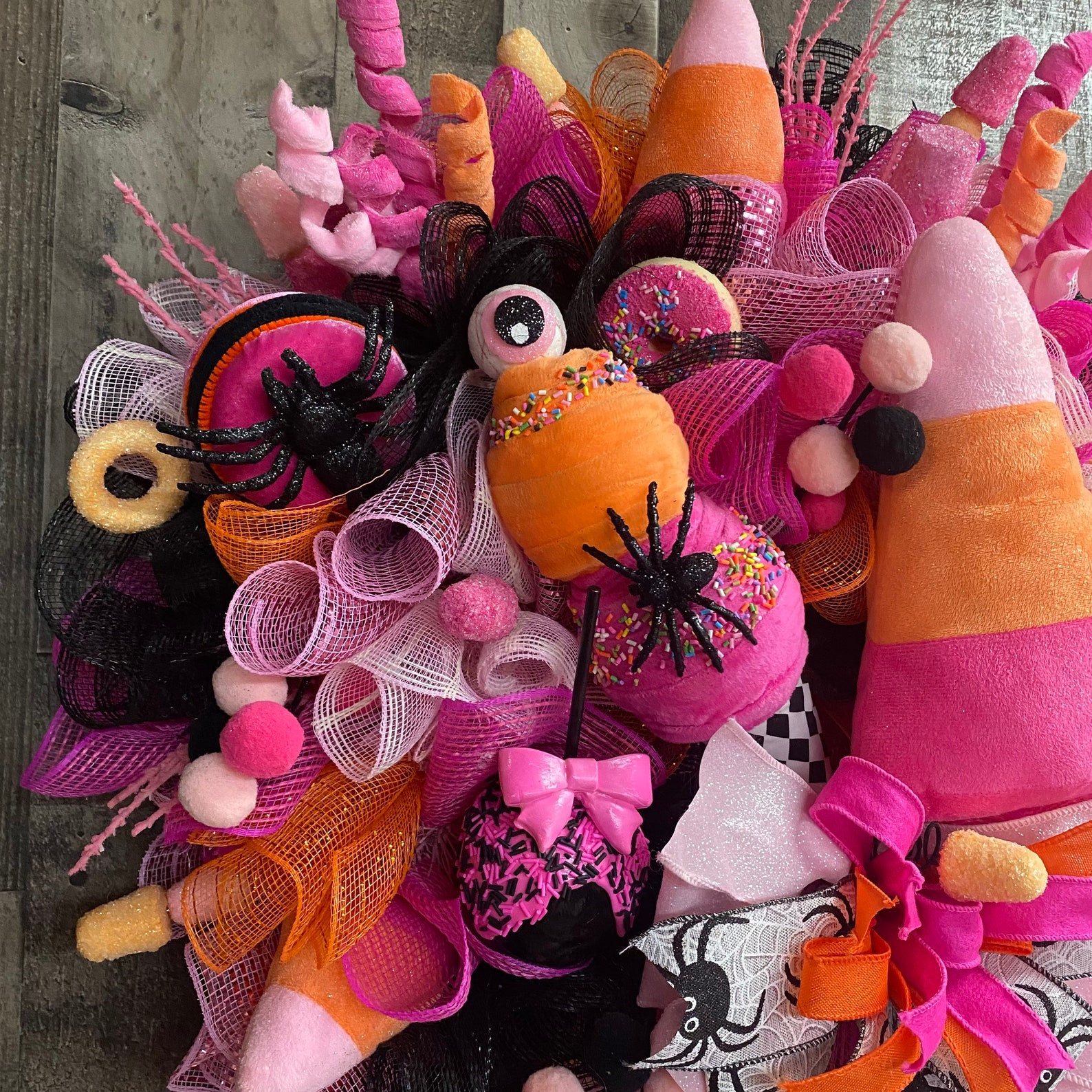 Halloween in Pink, Pink Candy Corn Wreath - Etsy