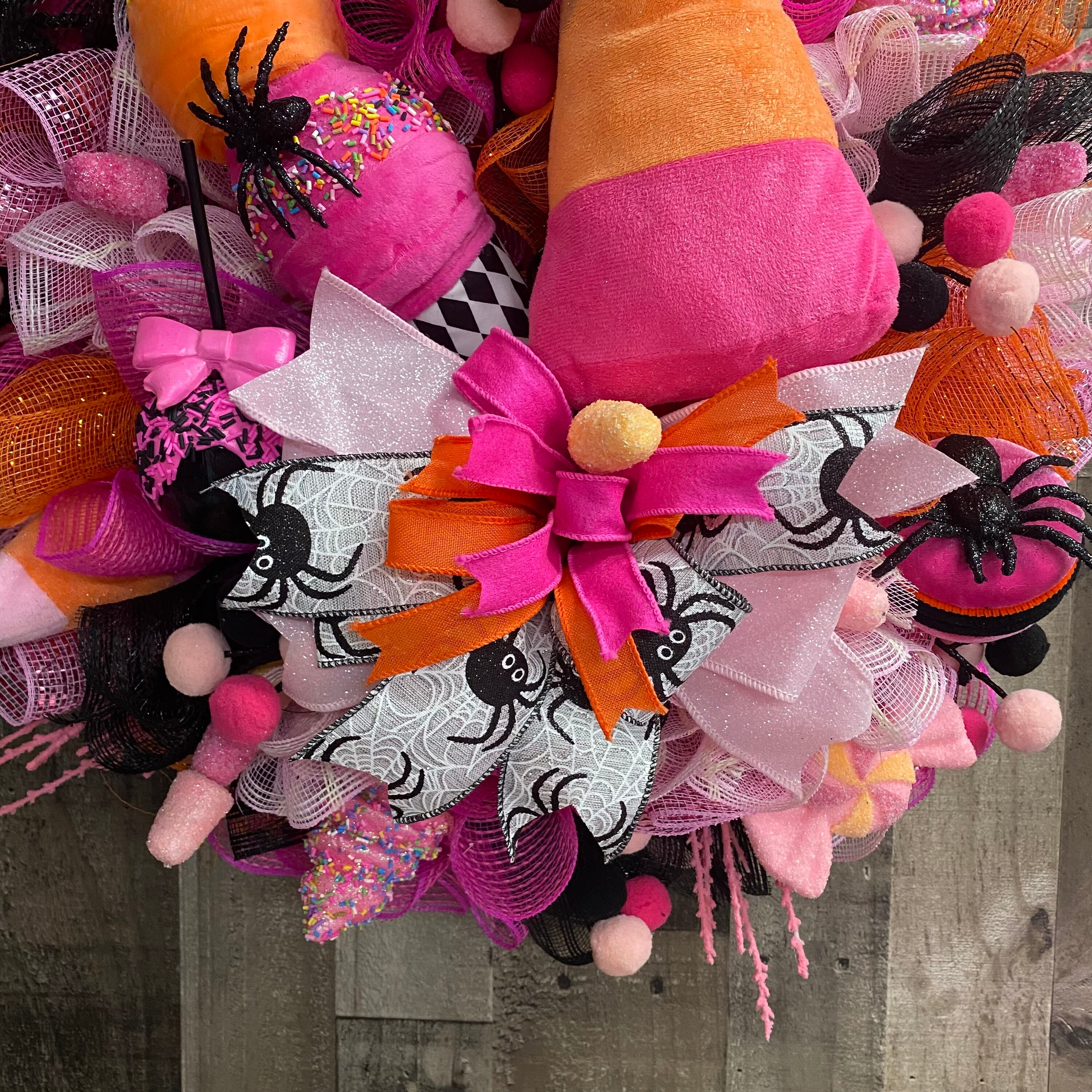 Halloween in Pink, Pink Candy Corn Wreath - Etsy