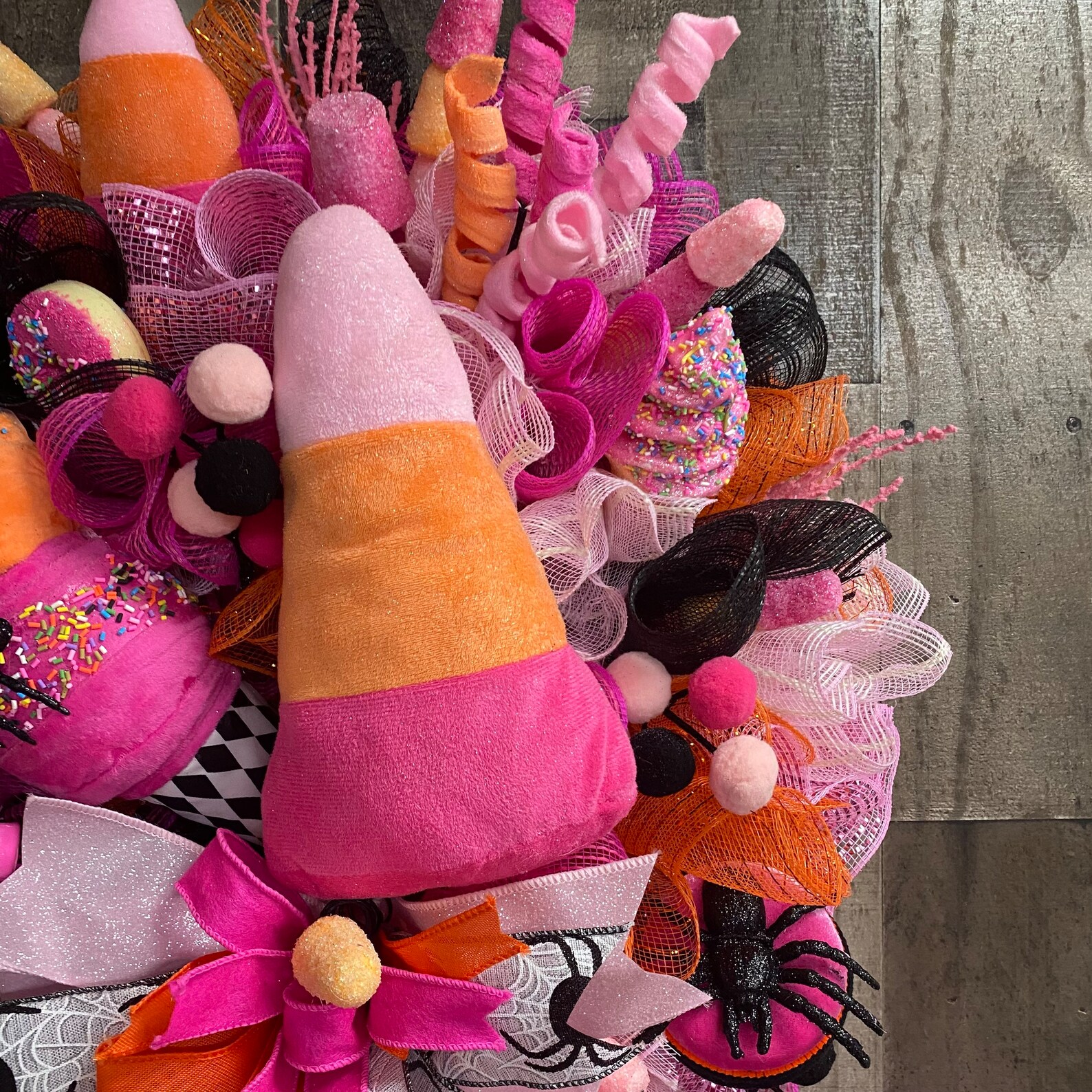 Halloween in Pink, Pink Candy Corn Wreath - Etsy
