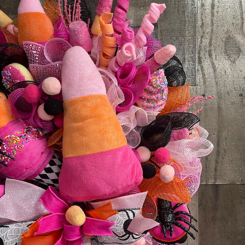 Halloween in Pink, Pink Candy Corn Wreath - Etsy