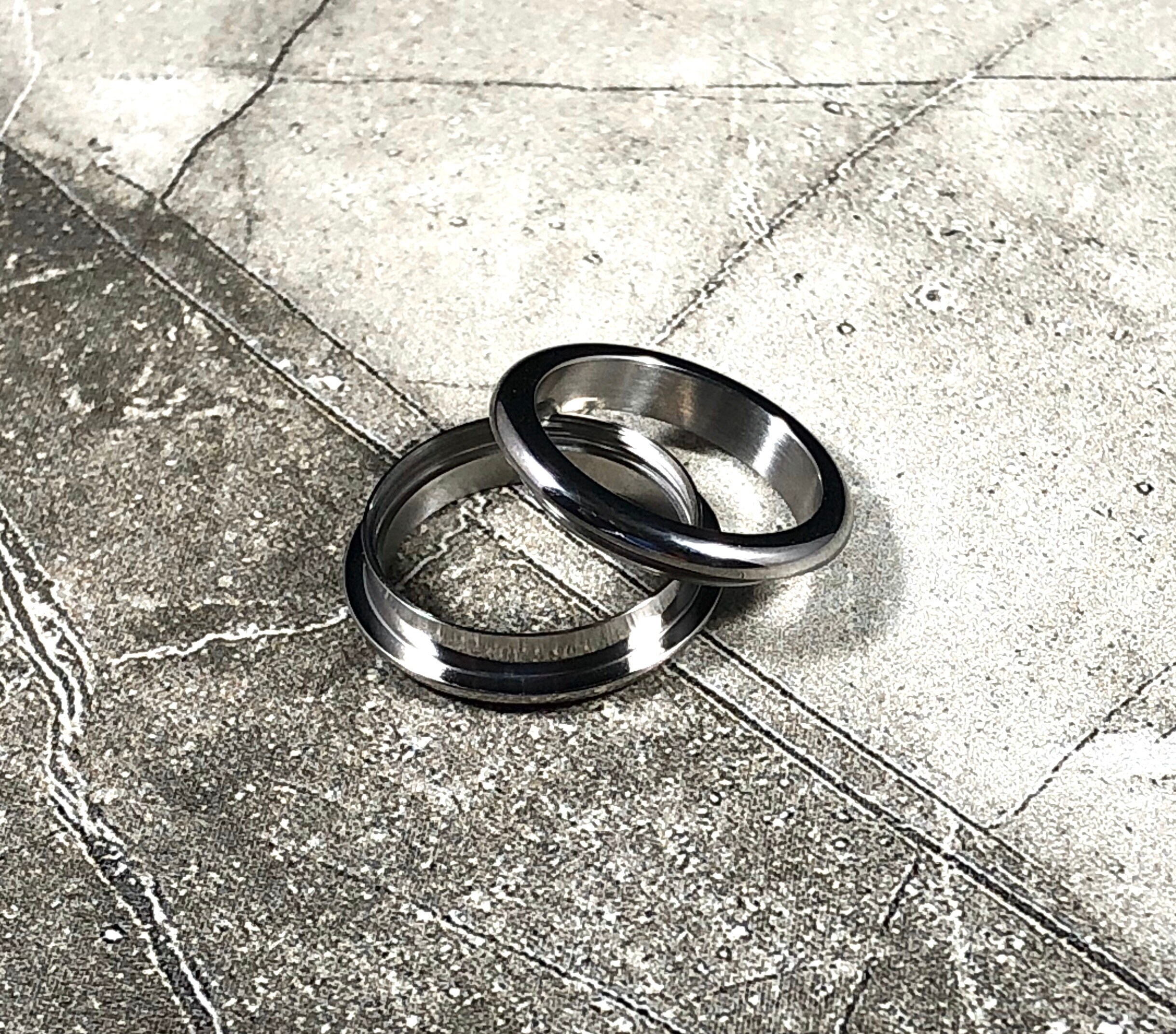 2 piece titanium ring core blank 6mm wide with 3mm channel. | Etsy