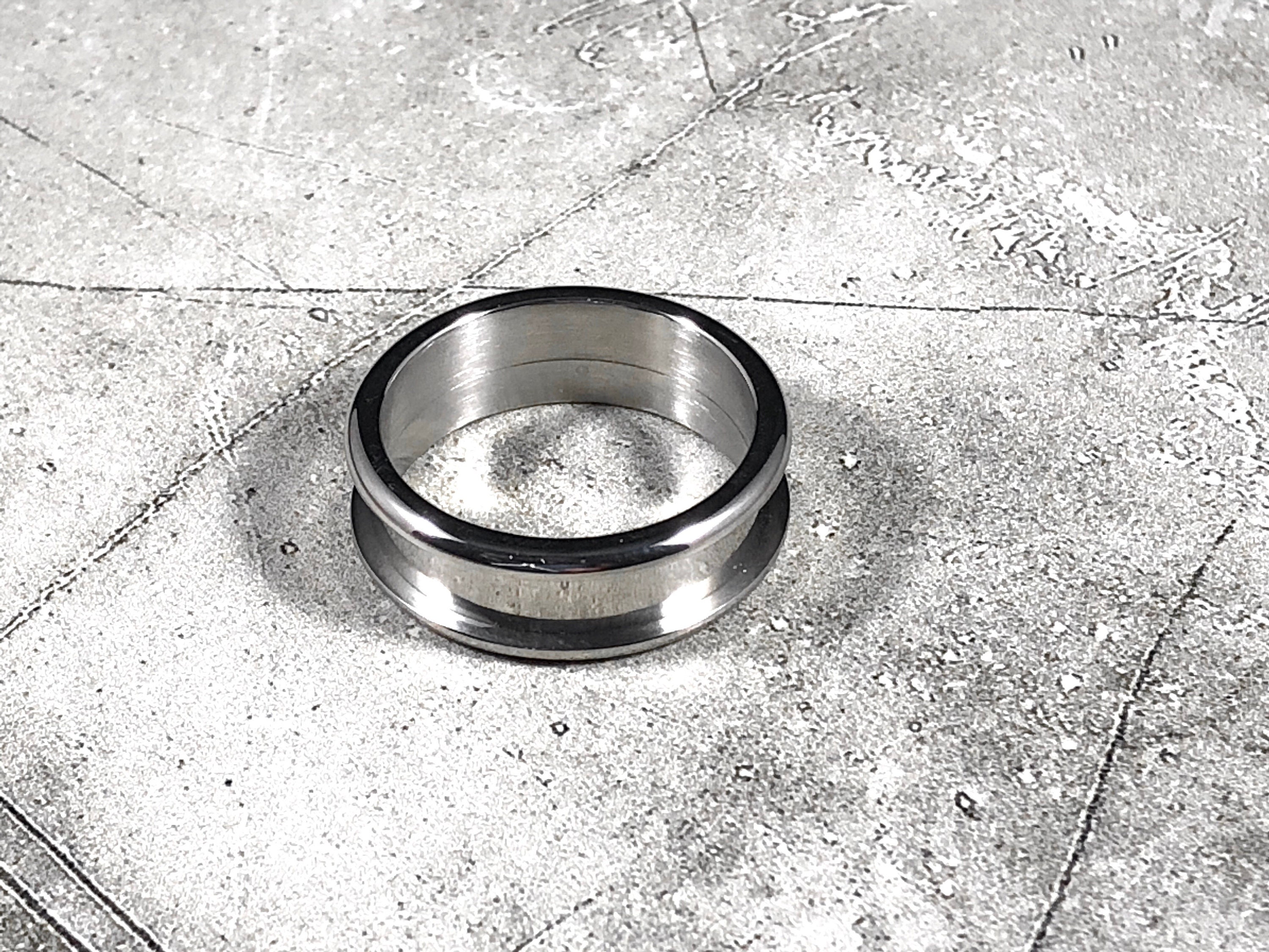 2 piece titanium ring core blank 8mm wide with 5mm channel . | Etsy