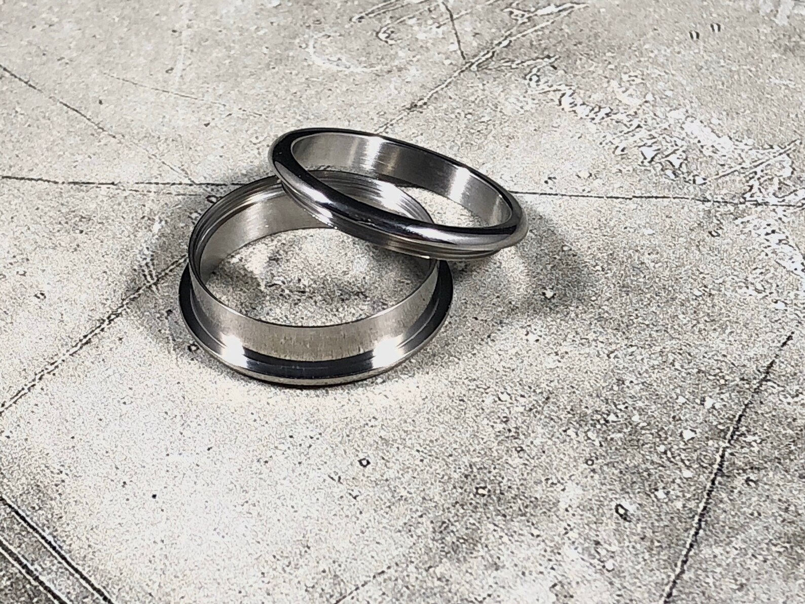 2 piece titanium ring core blank 8mm wide with 5mm channel . | Etsy