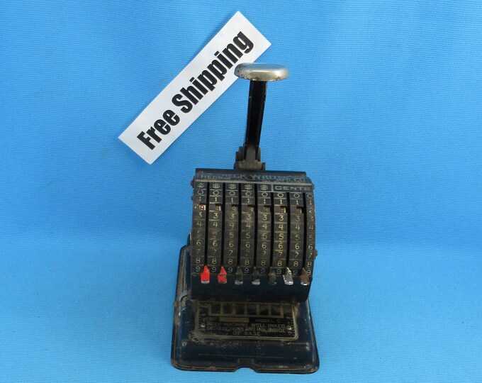 Vintage Check Writing Machine, F & E Check Writer, Hedman Mfg Co ...