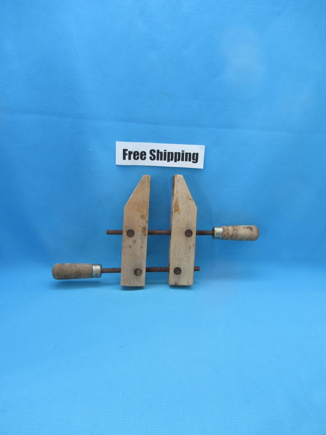Vintage Carpenter Wood Clamps, Wooden Adjustable Clamp, Bookends ...