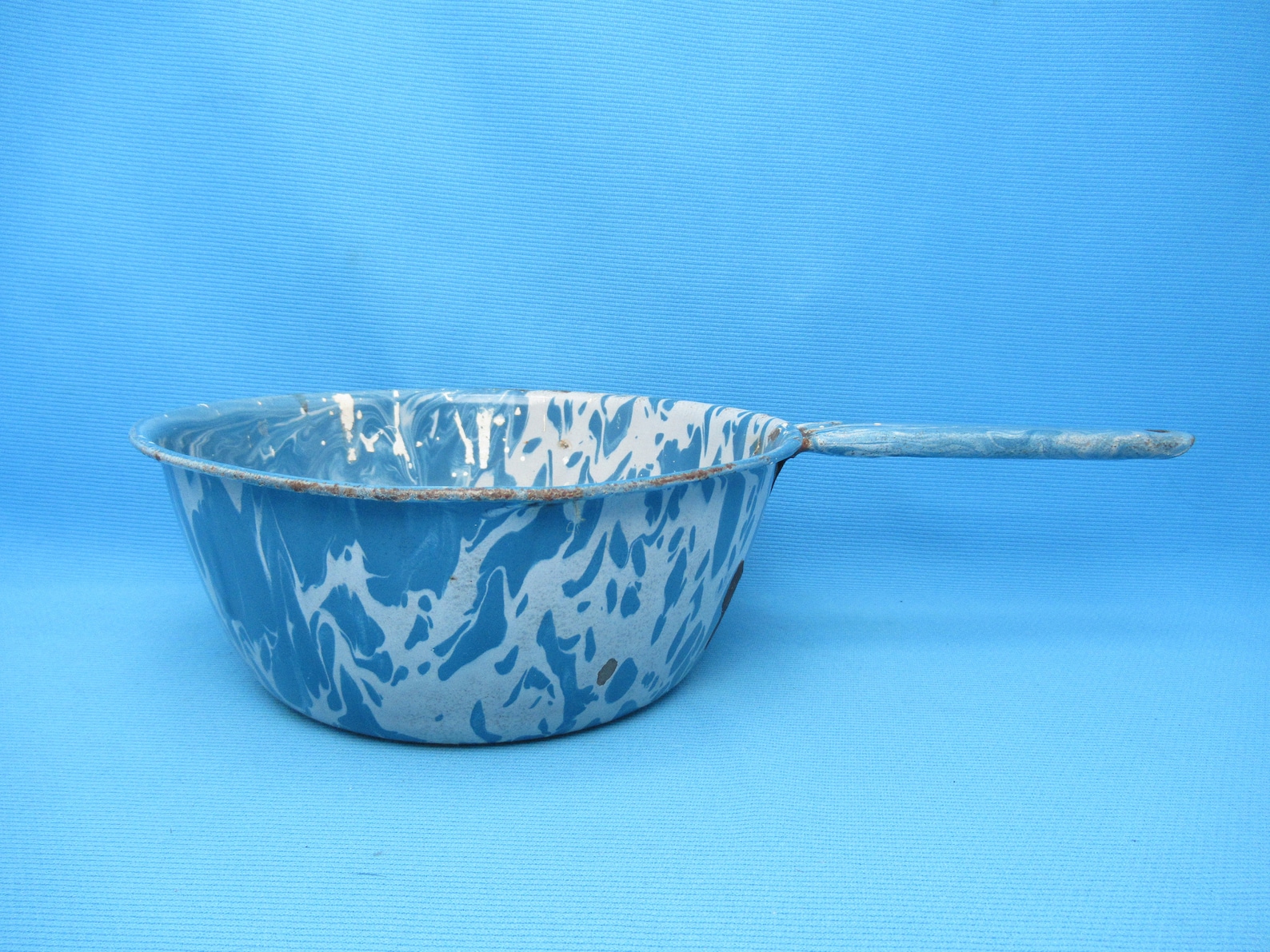 Vintage Enamel Granite Ware RARE Blue White Swirl Sauce Pan - Etsy