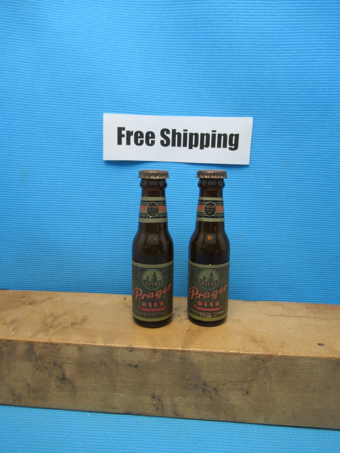 Vintage RARE Prager Beer, Atlas Brewing Company, Salt & Pepper Shakers ...