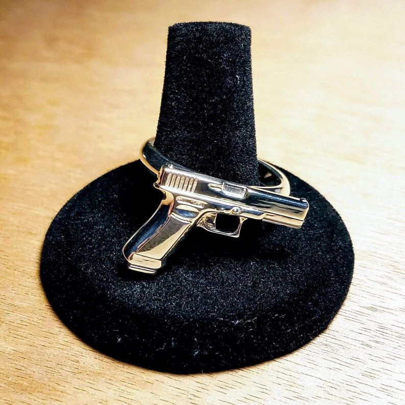 Simple Sterling Silver Gun Ring - Custom Engraved Option Available - Etsy