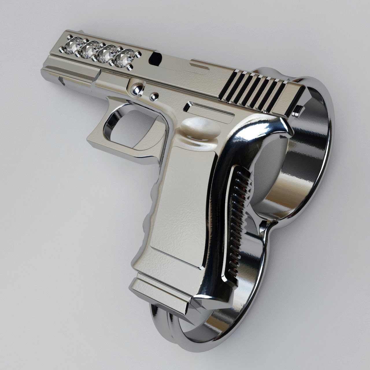 2 Finger Gun Ring 92.5 Solid Sterling Silver - Etsy