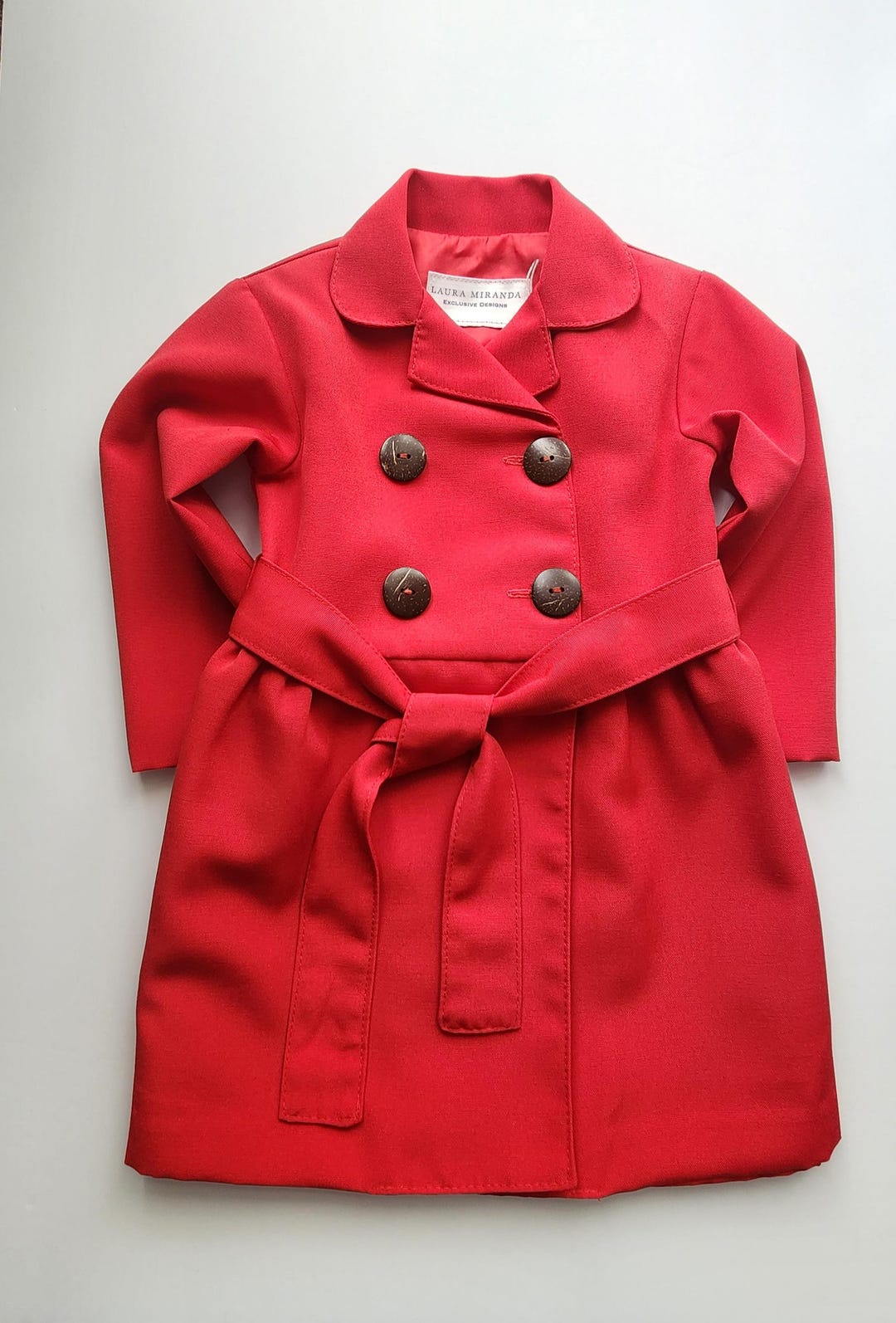 Red Trench Coat, Girls Winter Coat, Formal Girls Coat, Girls Sunday ...