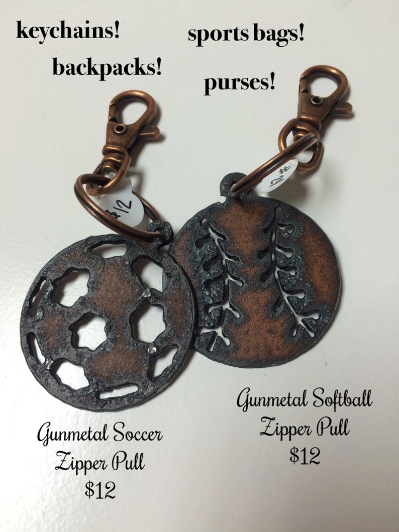 New Gunmetal Zipper Pulls in Sports Designs - Etsy