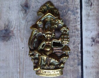 Antique Brass Door Knocker Cornish Piskey Pixie Sat on A Toadstool ...