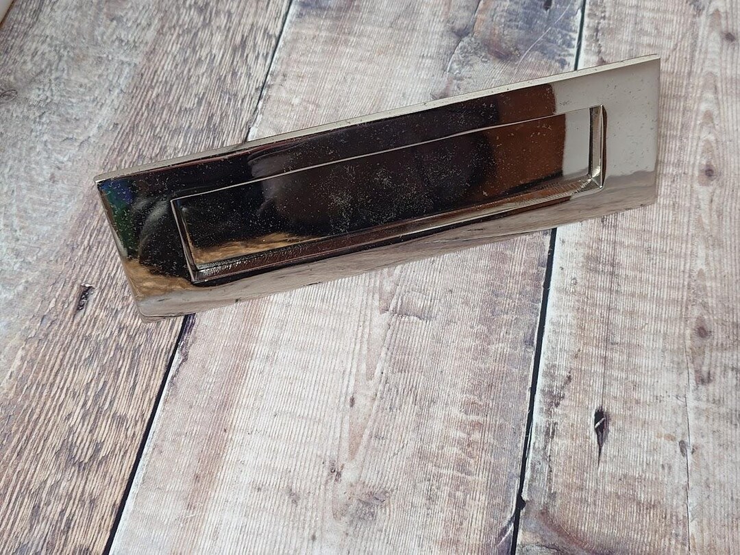 Polished Nickel Plated Brass Letter Box, Old Nickel Plated Mail Slot ...
