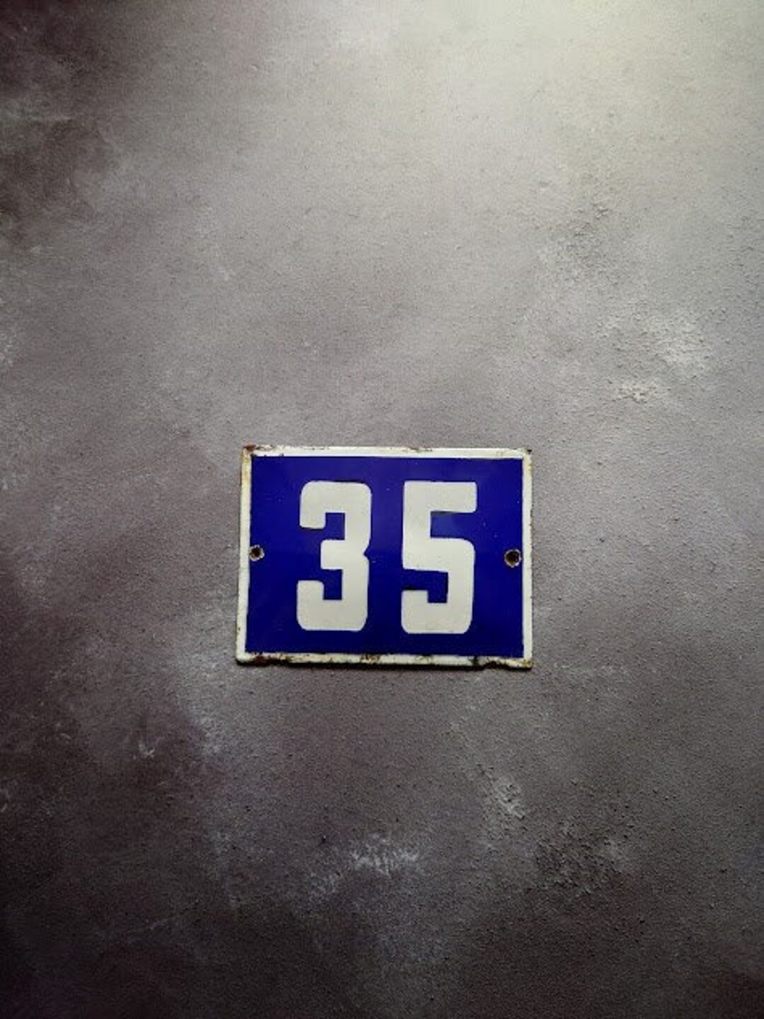 Vintage Blue & White Porcelain Enamel House Number 35 Sign - Etsy