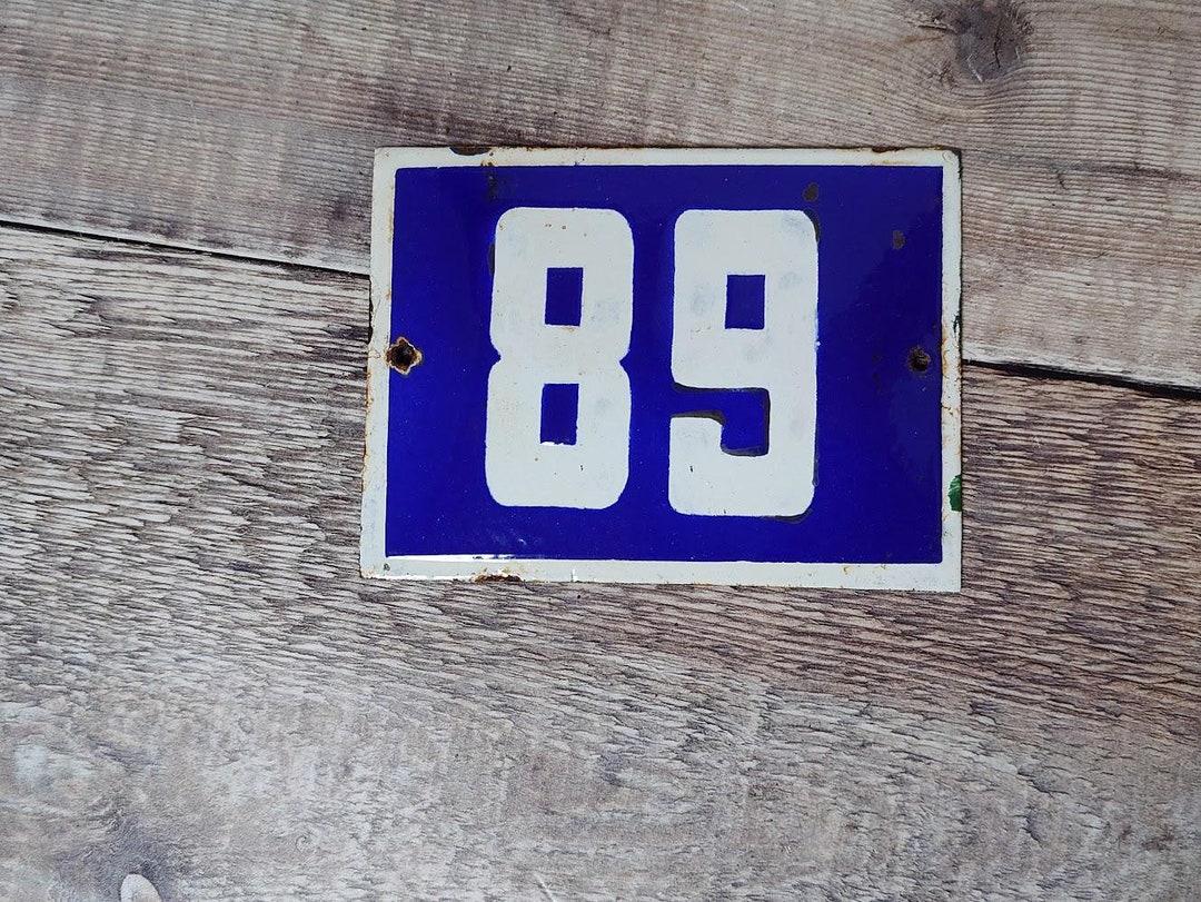 Vintage Blue Enamel House Number Sign: 89 or 68 - Etsy