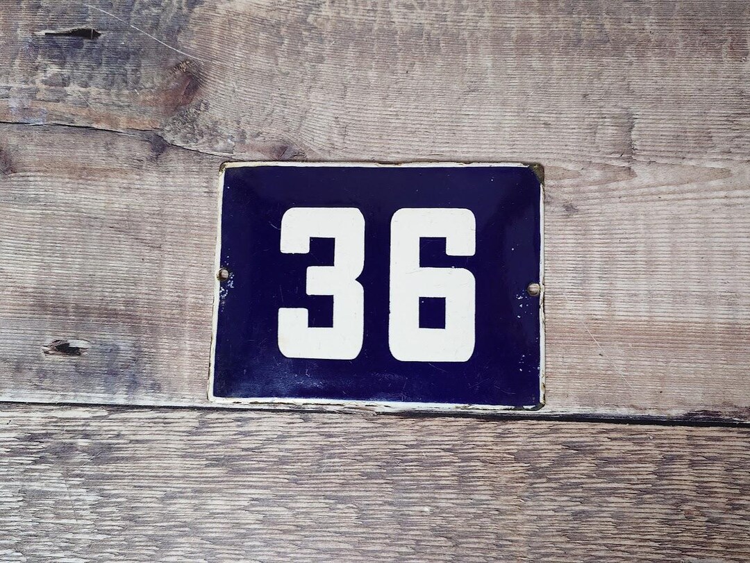 Vintage Blue & White Enamel House Number 36 Sign: European Plaque - Etsy