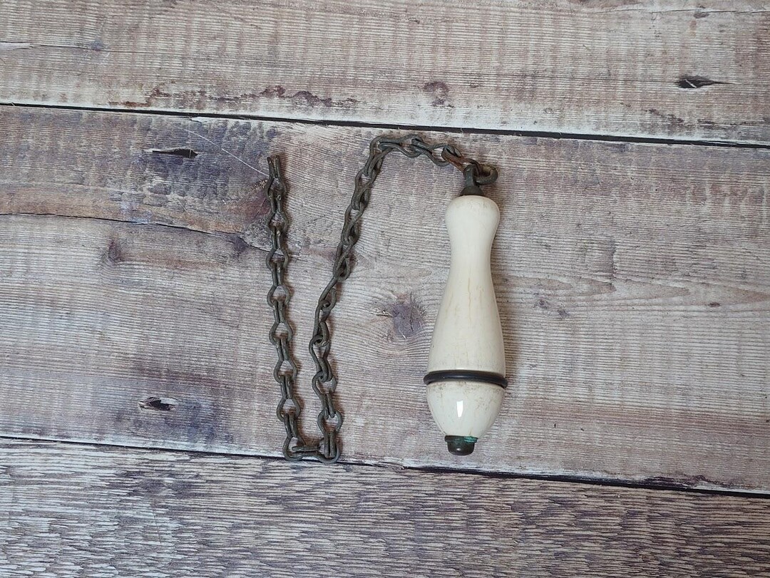 Antique Ceramic Toilet Cistern Pull and Brass Chain, Vintage Unpolished ...