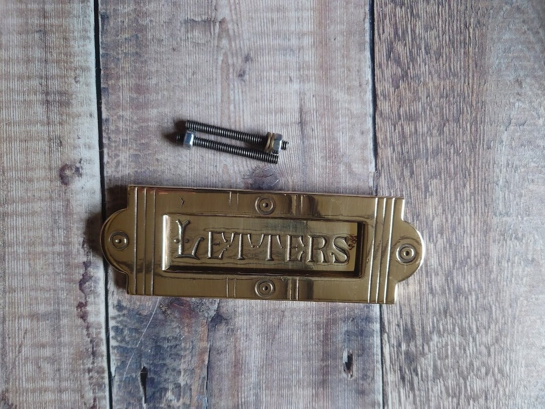 Original 1800s Brass Door Letter Box Slot, Vintage Brass Mail Slot ...