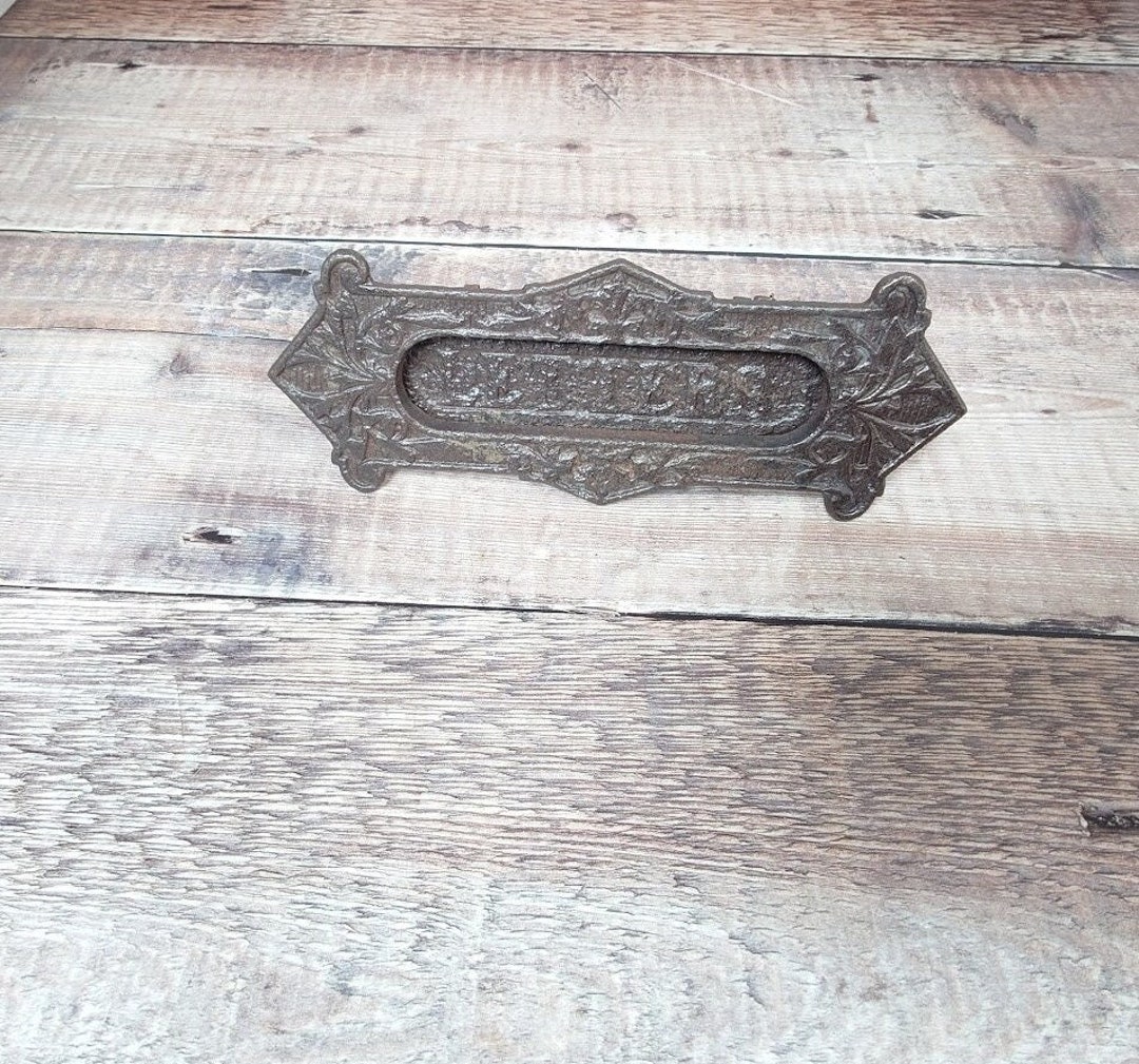 Small Victorian Kenrick No14 Iron Letter Box, Vintage Cast Iron Mail ...