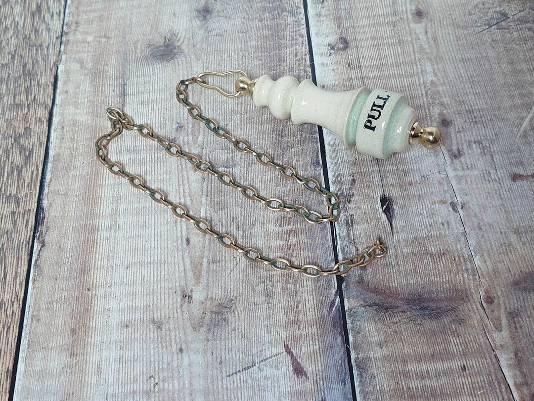 Ceramic Toilet Pull and Brass Chain, Ceramic Cistern Handle - Etsy