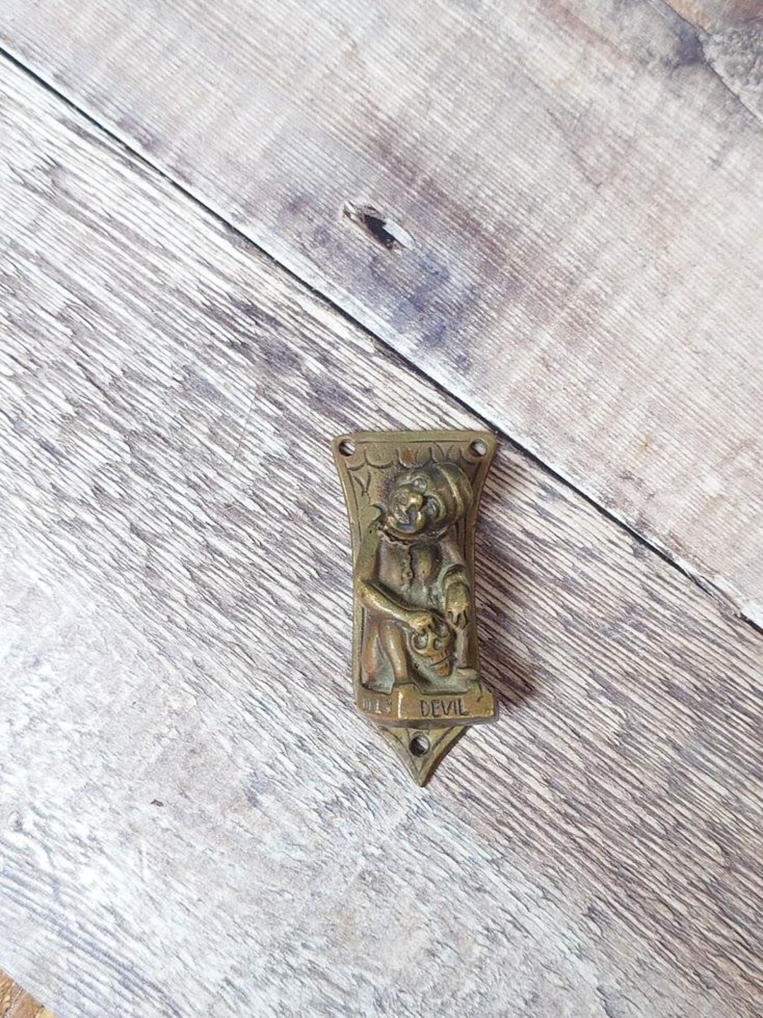 Devil Small Brass Door Knocker, Small Brass Collectible Door Knocker ...
