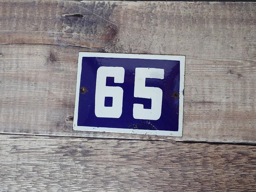 Vintage Blue Enamel House Number 65 Sign: European Plaque - Etsy