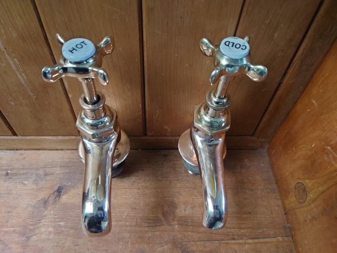 Vintage Brass Bath Taps Polished Brass - Etsy