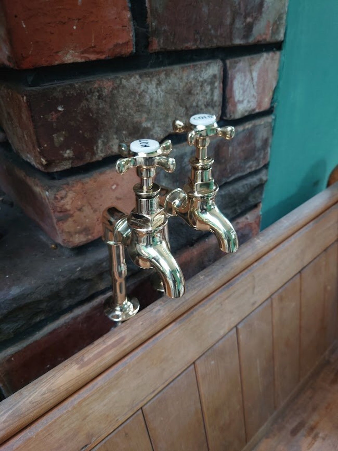 Original 1930s Brass Taps, Upright Mounted Bib Butler Belfast Taps ...