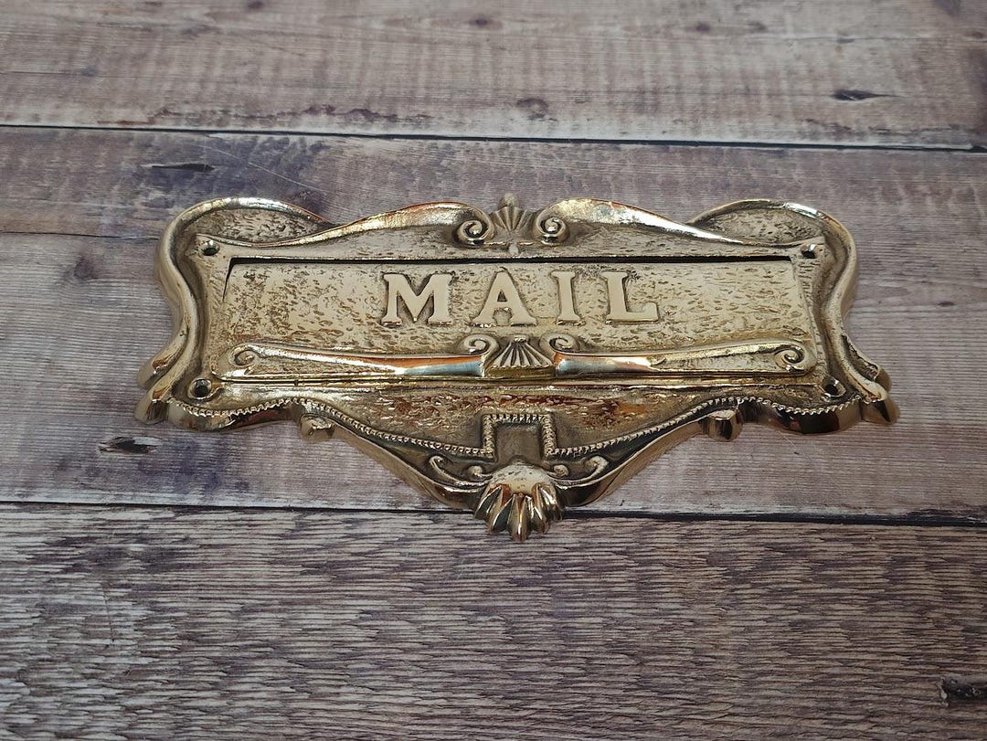 Polished Brass Door Letter Box Plate: Brass Mail Slot - Etsy
