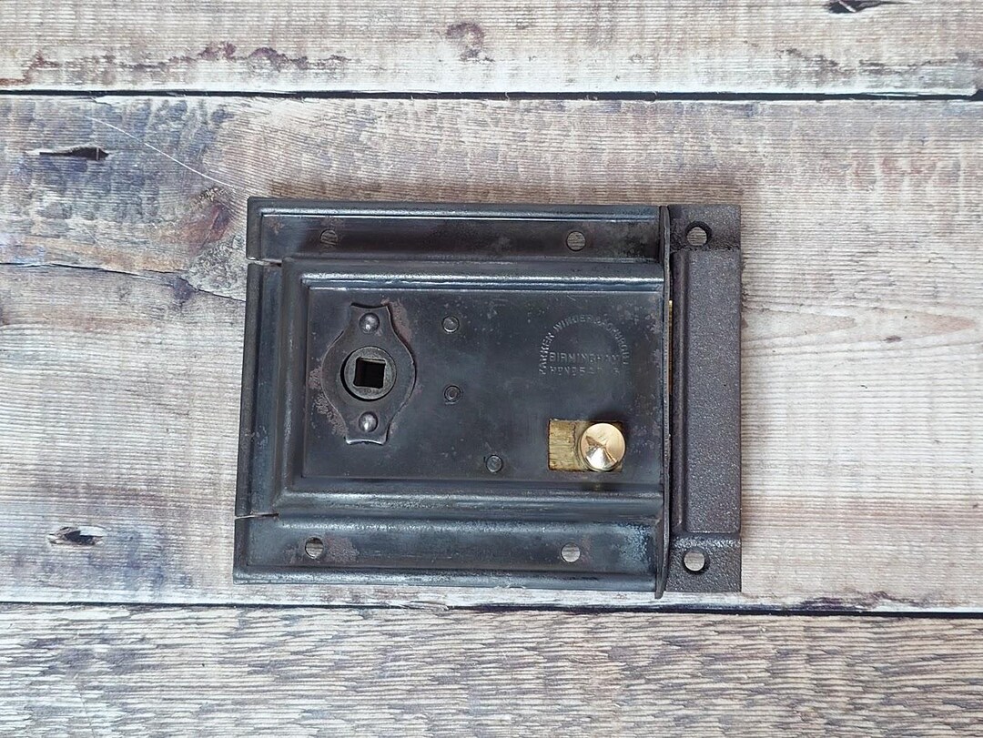 Heavy Steel Lock With Iron Keep, Antique Rim Lock, Old Rim Lock. Parker ...