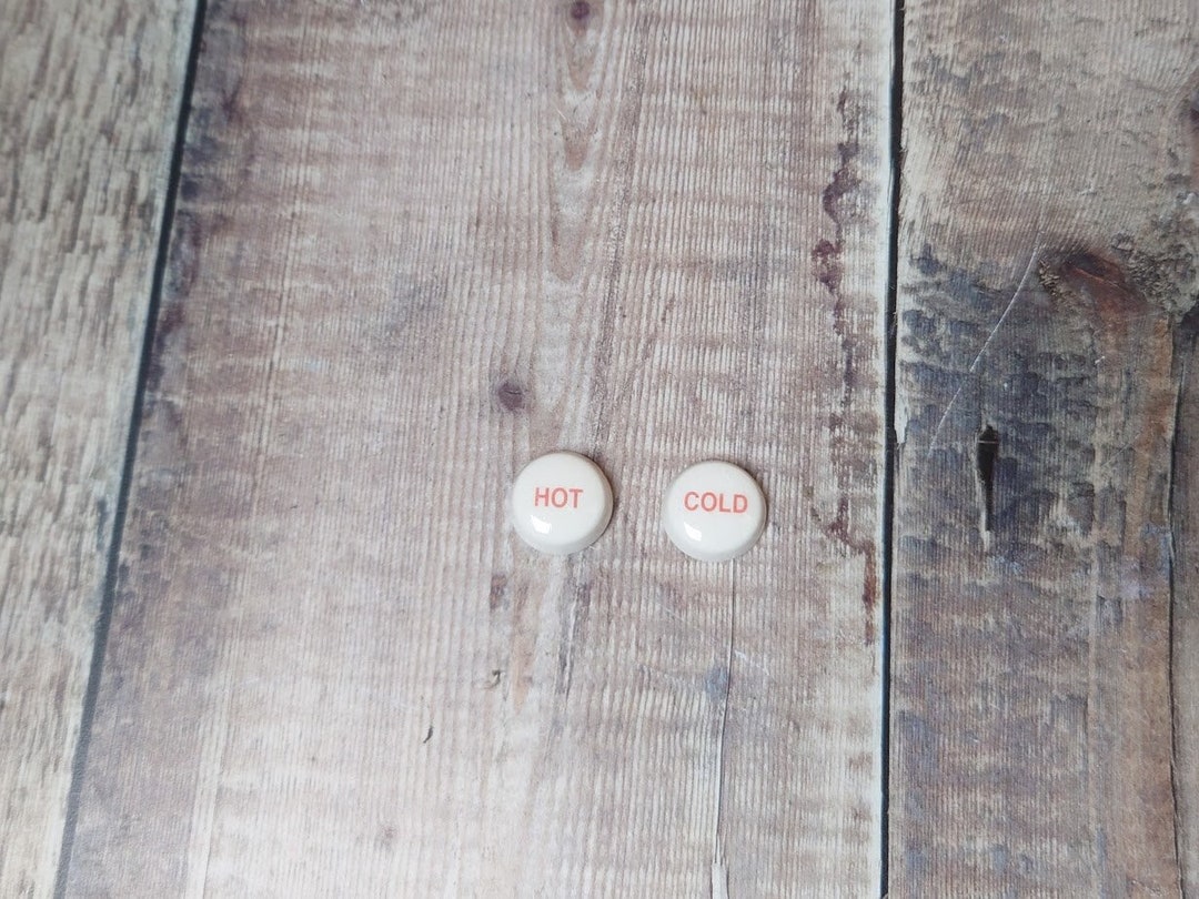 Pair of 22 Mm Ceramic Tap Inserts, Vintage Ceramic Tap Indices, Hot and ...