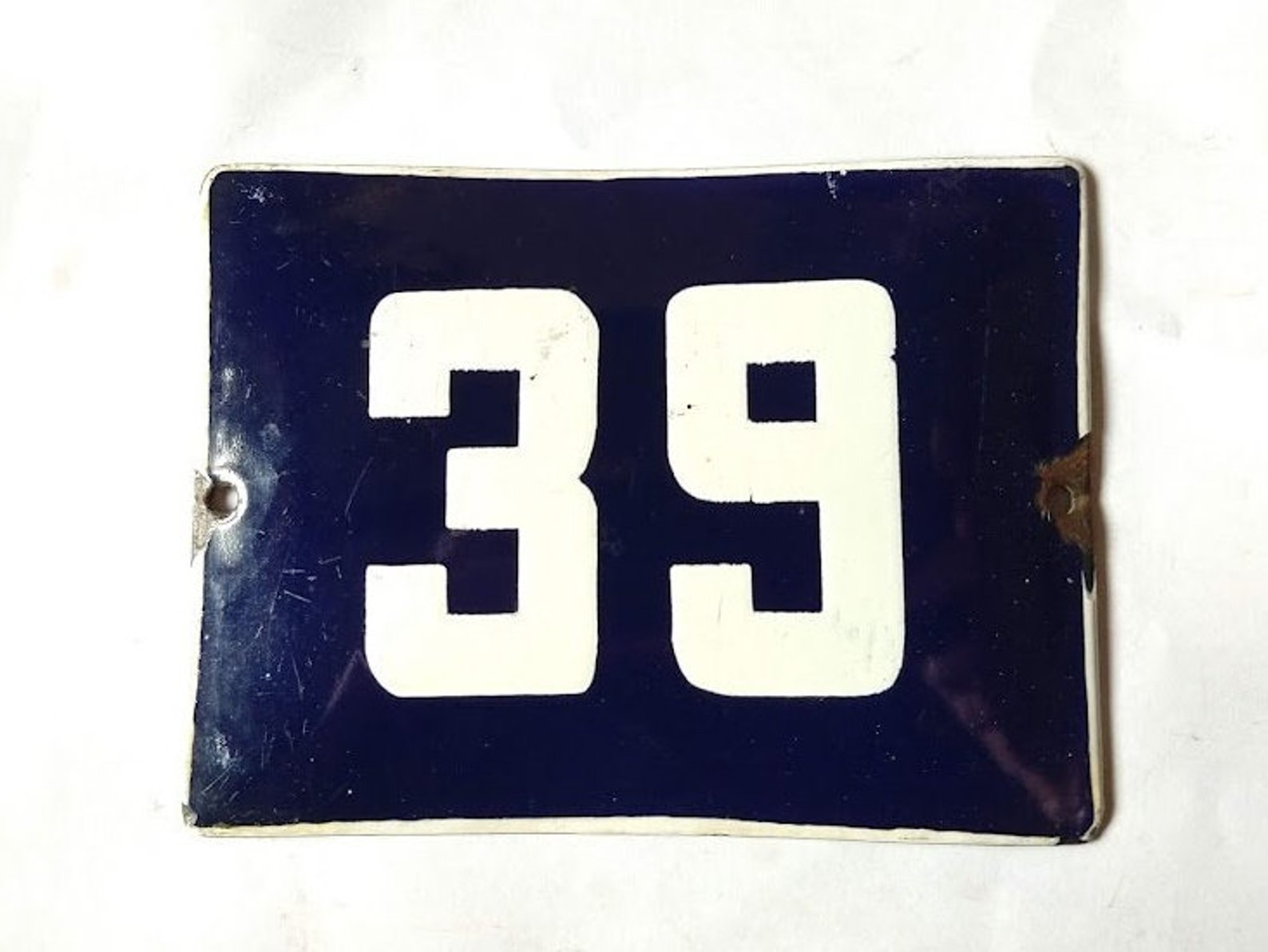 Vintage Blue & White Porcelain Enamel House Number 39 Sign - Etsy