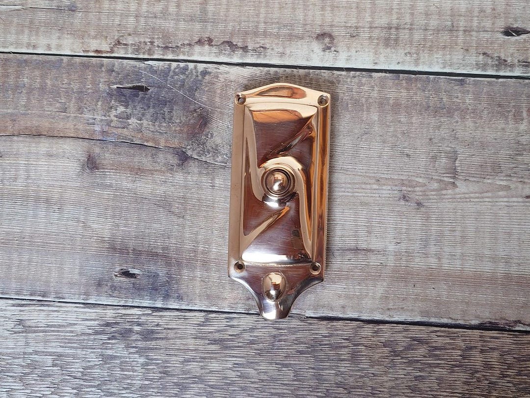 Art Nouveau Style Polished Copper Door Bell Press, Copper Doorbell ...