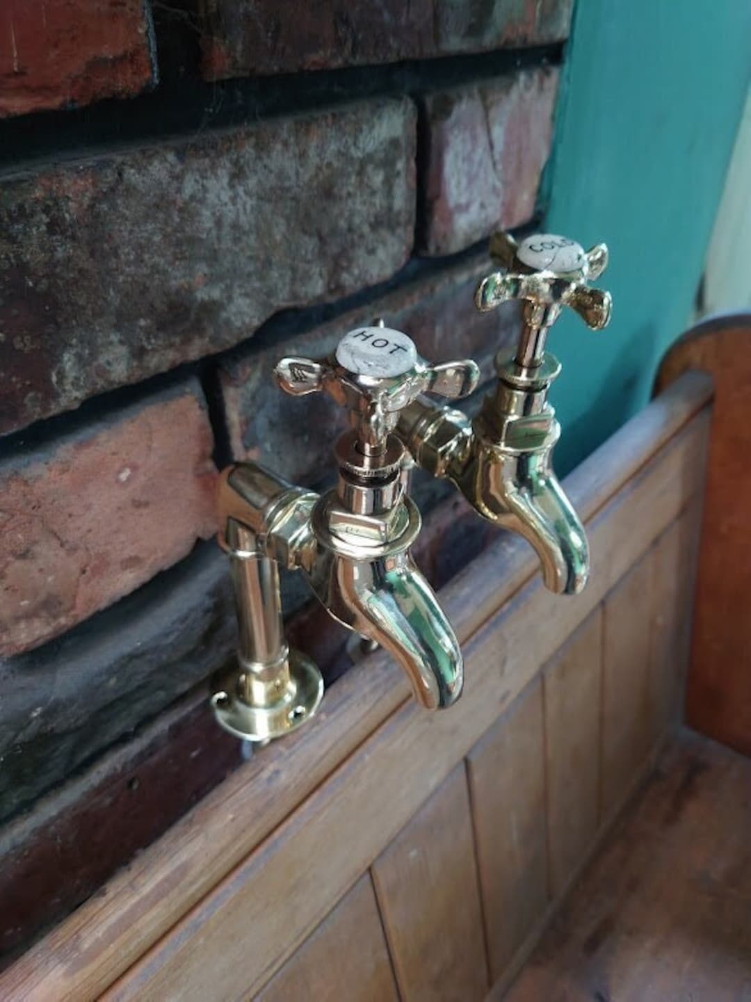Original Polished Brass Belfast Kitchen Taps: Upright Bib Taps - Etsy