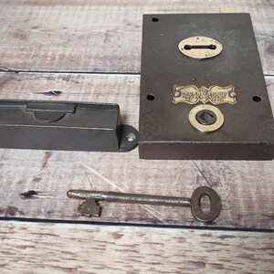 Heavy Antique Lock With Iron Keep and Key, Old Salvaged Rim Lock ...