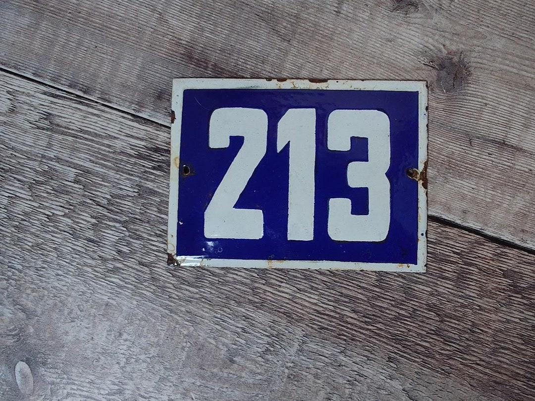 Vintage Blue Enamel House Number Sign 213 - Etsy