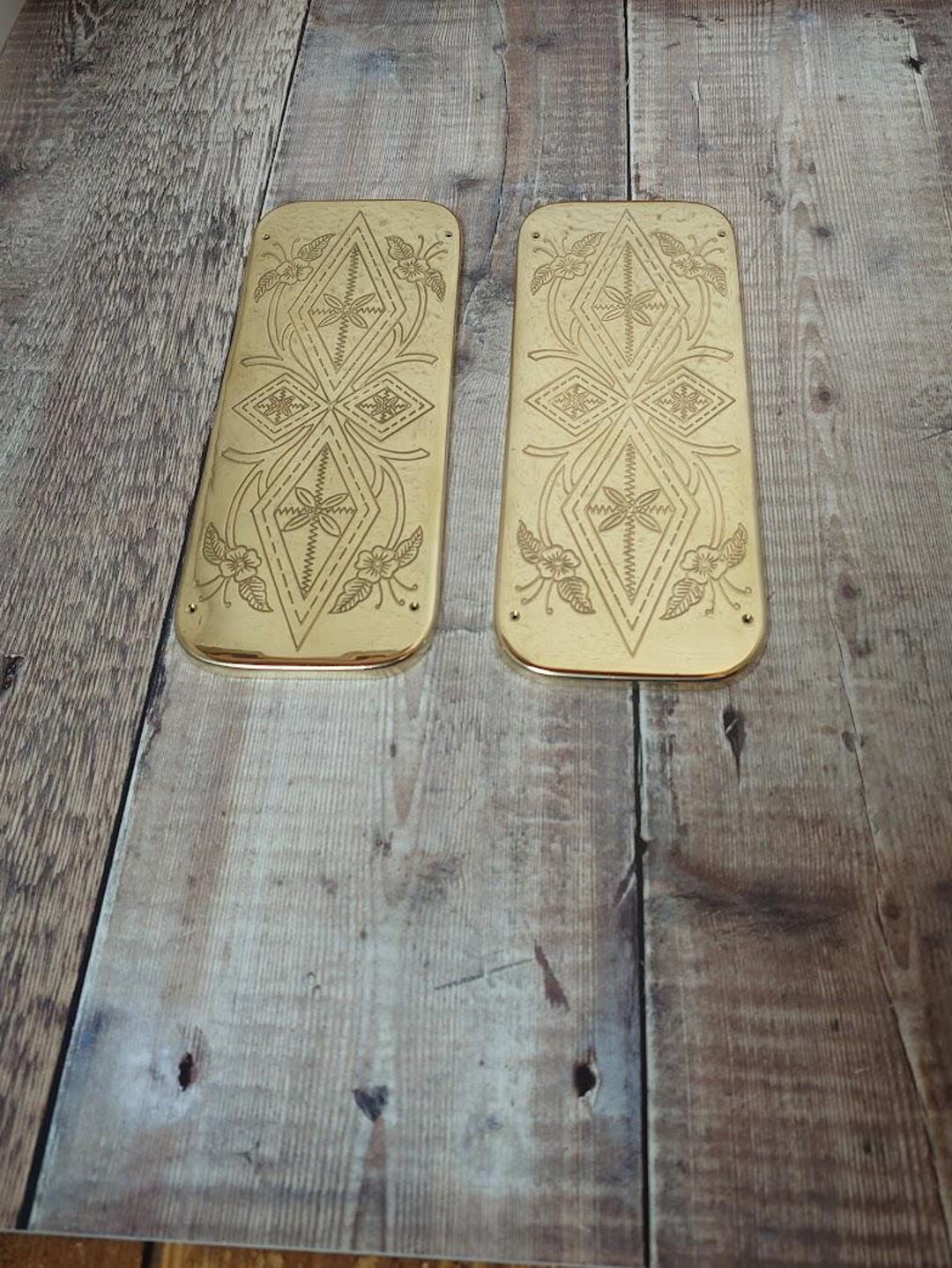 1 Pair Pressed Polished Brass Door Push Finger Plates, 1 Pair ...
