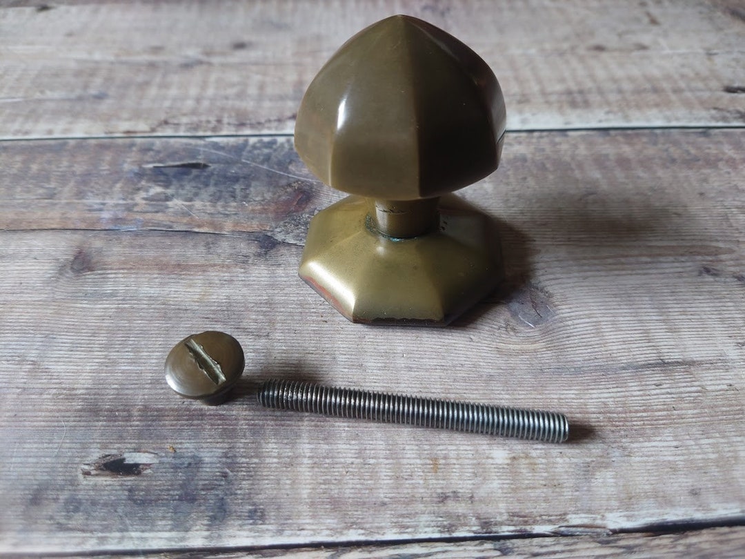 Aged Brass Deco Style Center Door Knob Pull, Large Brass Door Knob - Etsy