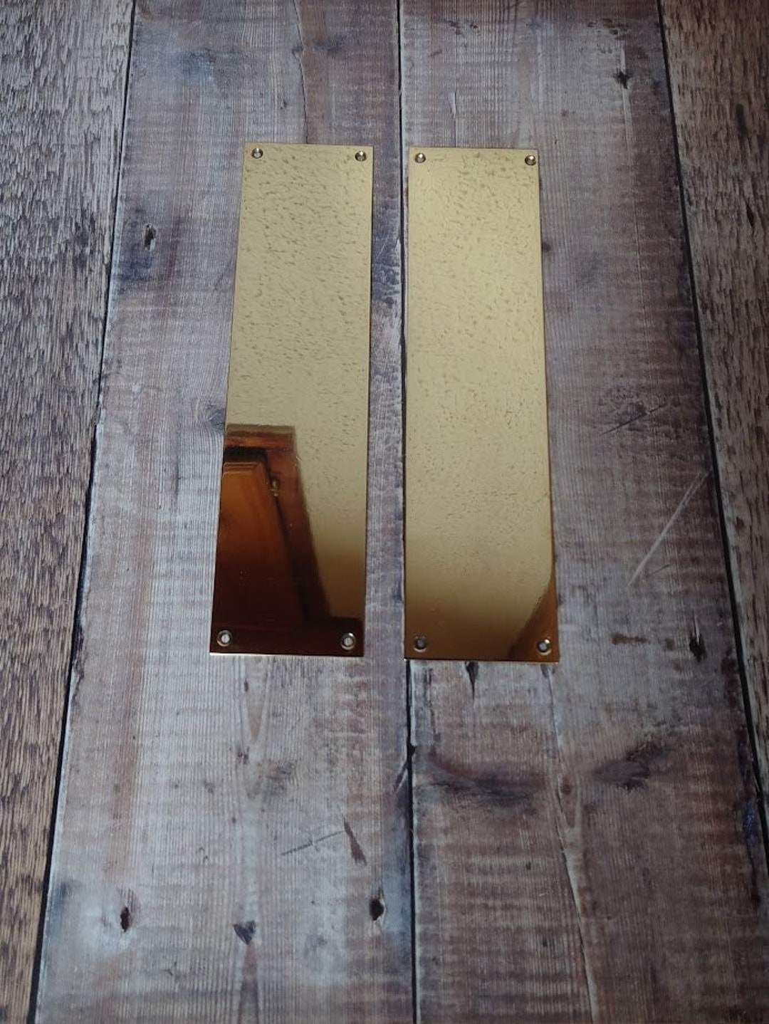 Vintage 1960s Polished Brass Push Plates - Etsy
