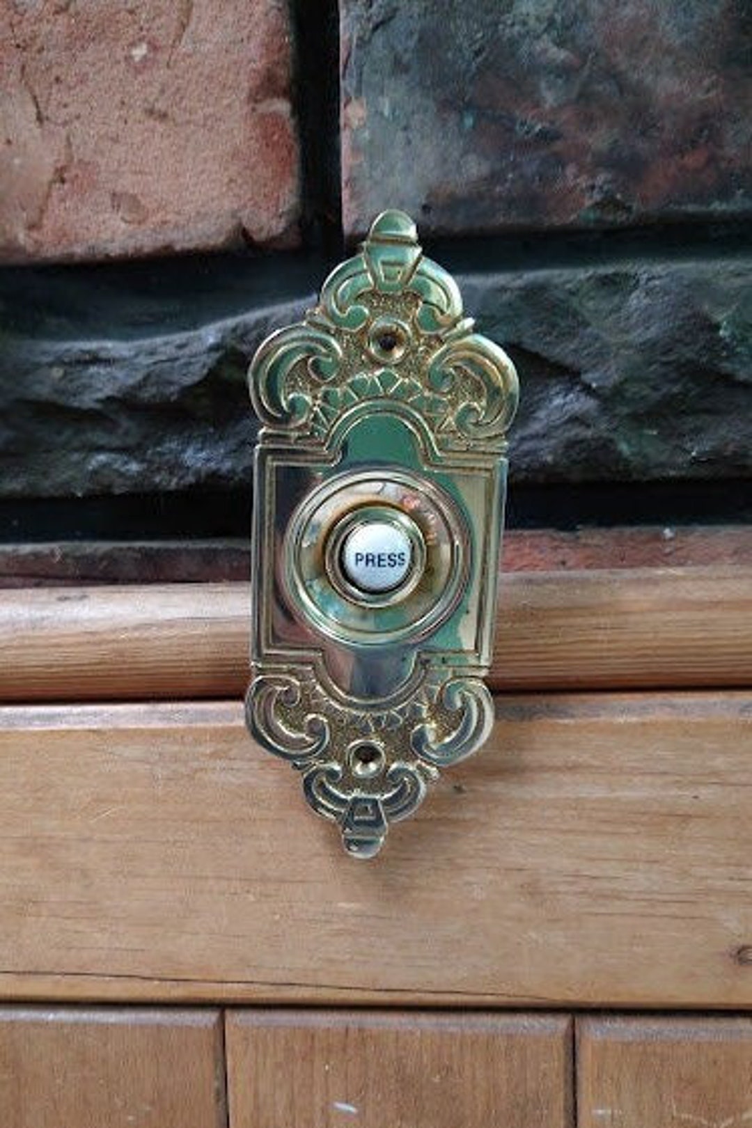 Vintage Polished Brass Door Bell Press - Etsy