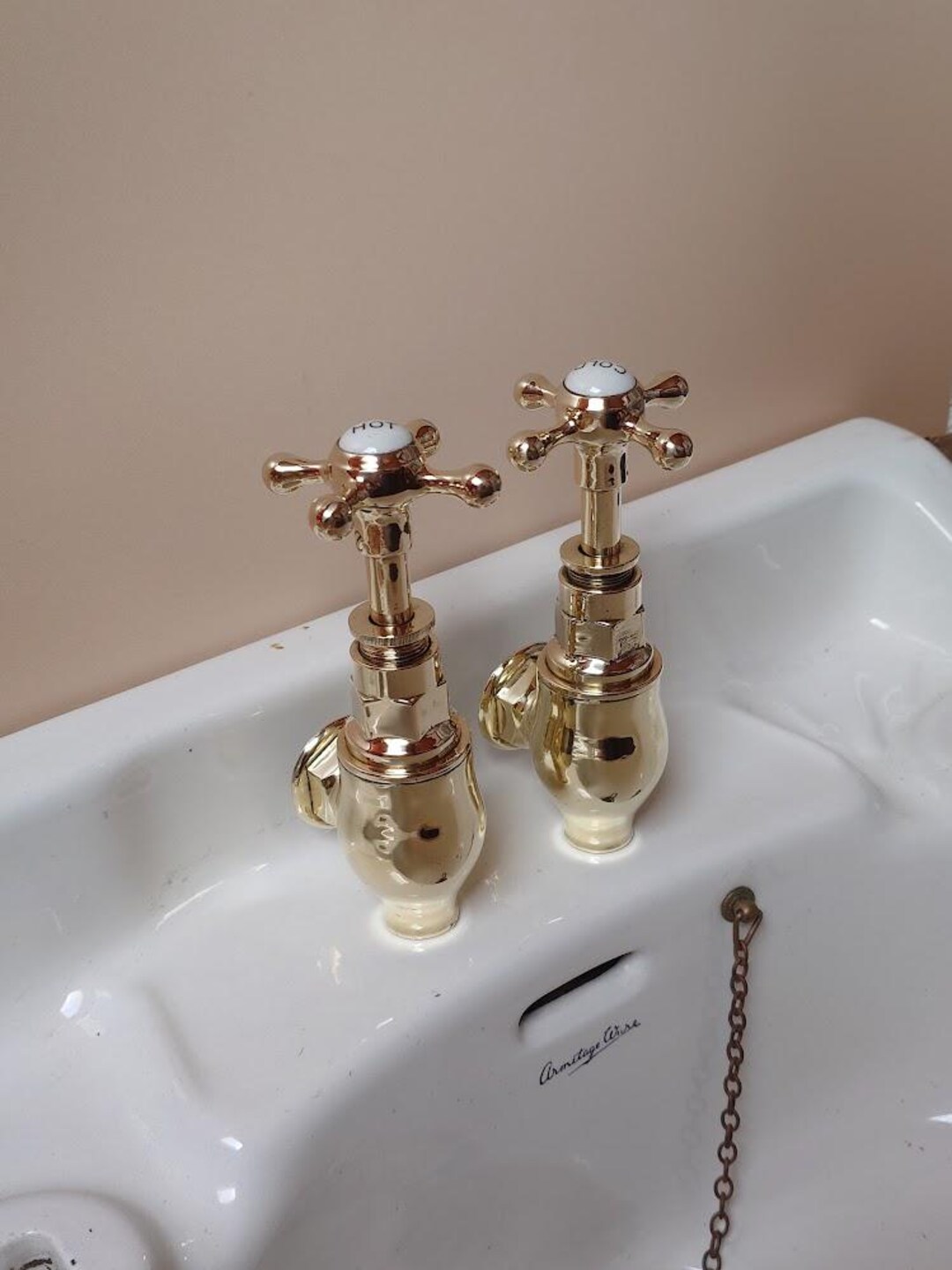Vintage Brass Bottle Bath Faucet Taps Pair, Overhauled Ready to Fit ...