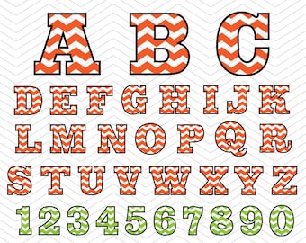 Sports Alphabet Chevron Letters Numbers SVG PNG DXF Eps | Etsy