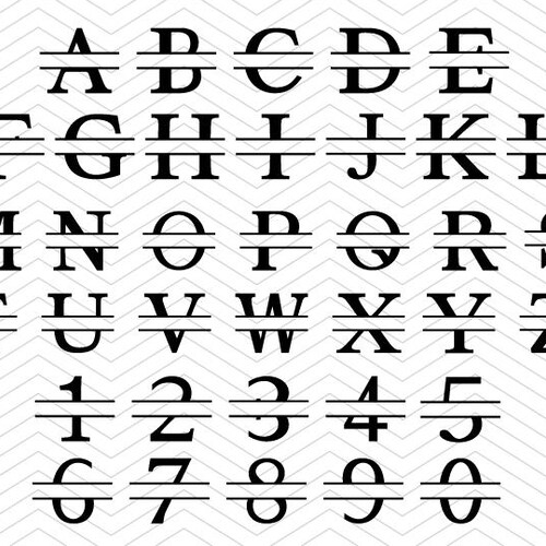 Split Alphabet and Numbers Font DXF SVG EPS Cricut Design - Etsy